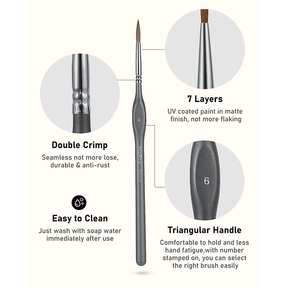 Nicpro 11 Pack Miniature Painting Set, Kolinsky Sable Fine Detail Paint Brushes for Models, Watercolor, Acrylic Oil, Ceramic, Face, Citadel, Art Figure Paint by Number - Thin Artist Kit Nylon Holder