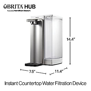 Brita Hub Instant Powerful Countertop Water Filter System, 12 Cup Water Reservoir, Includes 6 Month Carbon Block Filter, White, 87340