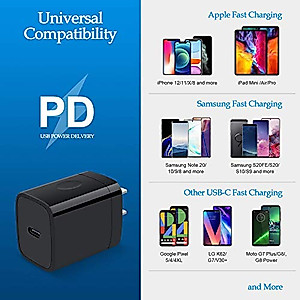 Fast Charging Block,Charging Brick Cube Block Box Plug for Samsung Galaxy S21 FE,S23Ultra,S22,S21 Ultra,A13,S20 FE,S20,A52,Note 20;iPhone 13/12 Pro Max,11;iPad Pro;Pixel 6,5,20W PD USB C Power Adapter