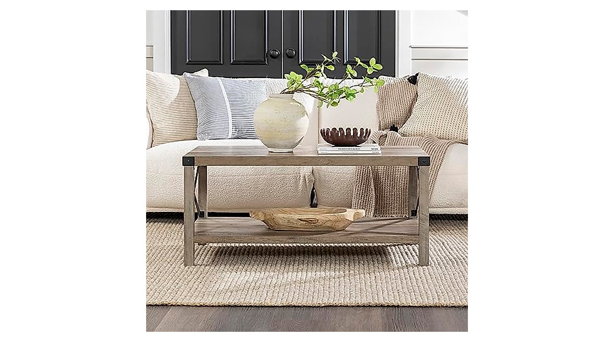 Walker Edison Sedalia Farmhouse Coffee Table - Modern Grey Wash