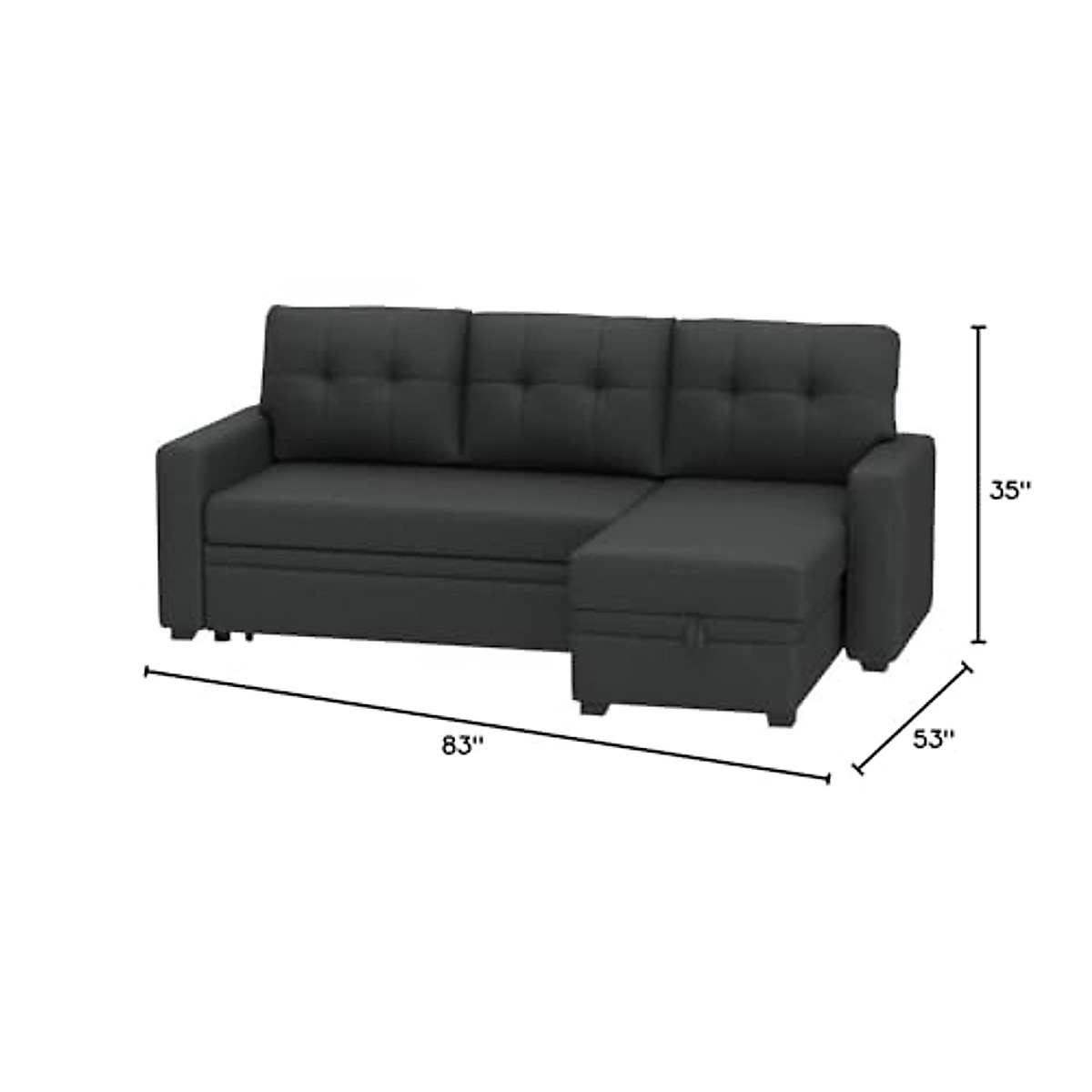 Devion Furniture Russ Sofabed, Dark Gray