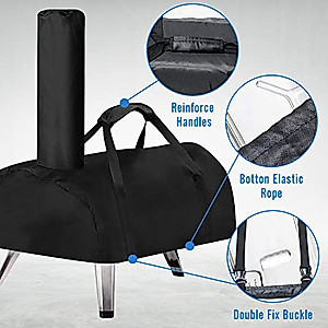 Pizza Oven Cover, Ooni Karu 12 Cover with Universal Portable Oven Cover Outdoor Pizza Oven Heavy Duty Waterproof and Weather Resistant (chimney)