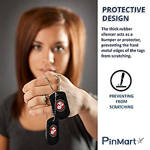 PinMart Military Dog Tag Silencer – Silicone Rubber ID Tag Protector – Tag Edge Bumper Prevents Noise & Scratching, Black