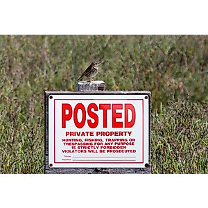 Posted No Trespassing Signs Private Property Mate No Hunting Sign 10x14 Inch Rust Free Aluminum,UV Ink Printing,Indoor or Outdoor Use(4 Pack)