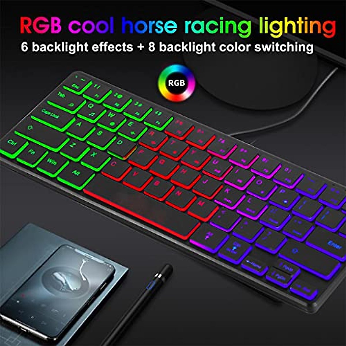 Mechanical Gaming Keyboard,MingSheng USB Wired 60% Compact Keyboard 64 Keys Small Portable Gaming Office Mute RGB Backlit Mechanical Keyboard for PC Gamers