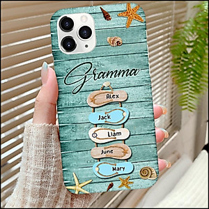 Summer Flip flop Grandkids Personalized Phone case for Grandmas Moms Aunties Multicolor