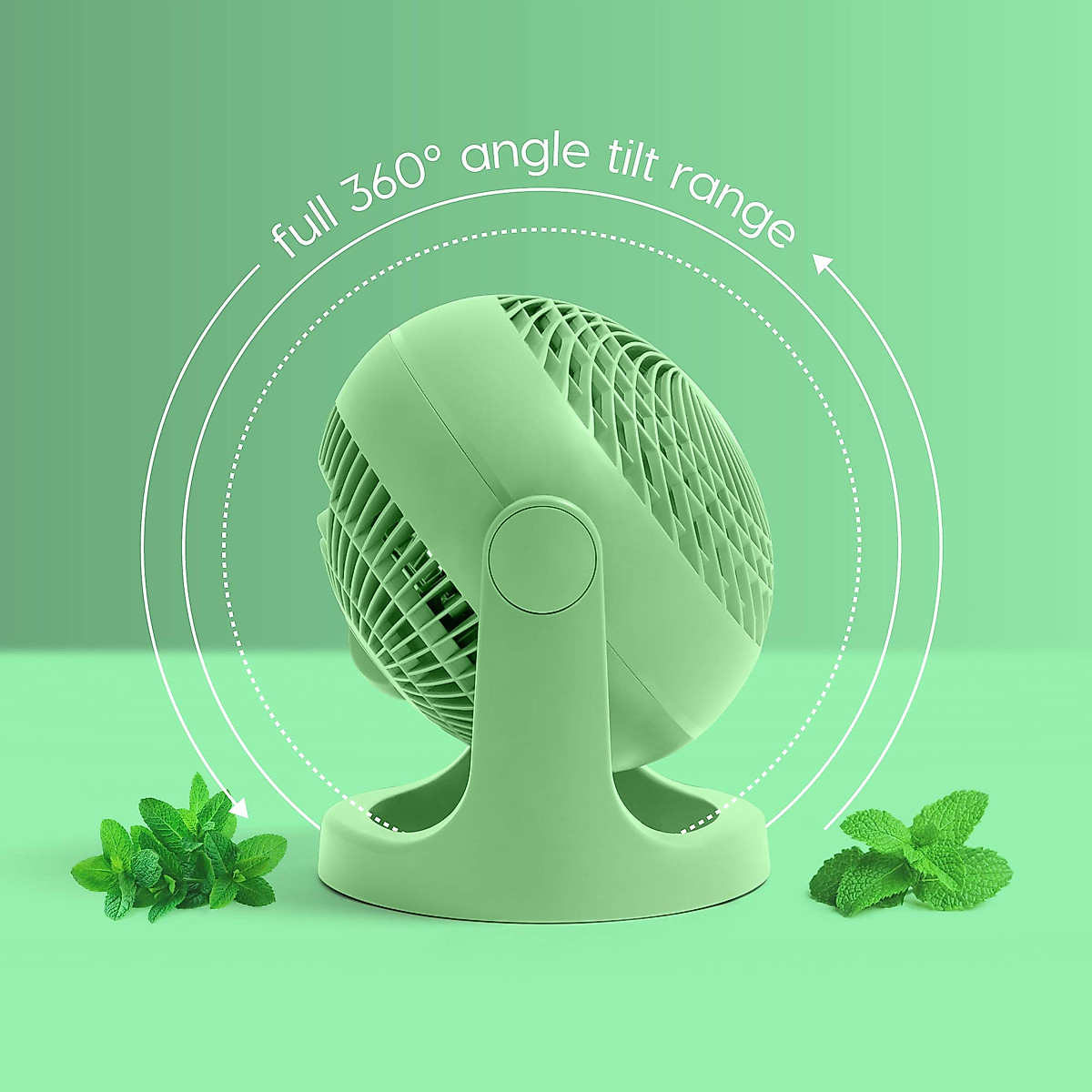 IRIS USA WOOZOO Fan, Circulator Fan, Table Air Circulator, Desk Fan, Fan for Bedroom, 3 Speeds, 52ft Max Air Distance, 11.5 Inches, 360° Adjustable Tilt, 30 db Low Noise, Green