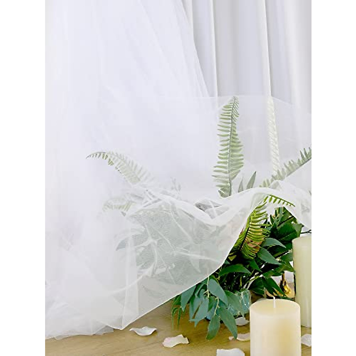 White Tulle Backdrop Curtains for Baby Shower Party Wedding Photo Drape Sheer Backdrop for Birthday Bridal Shower Photography Props 5 ft X 10 ft