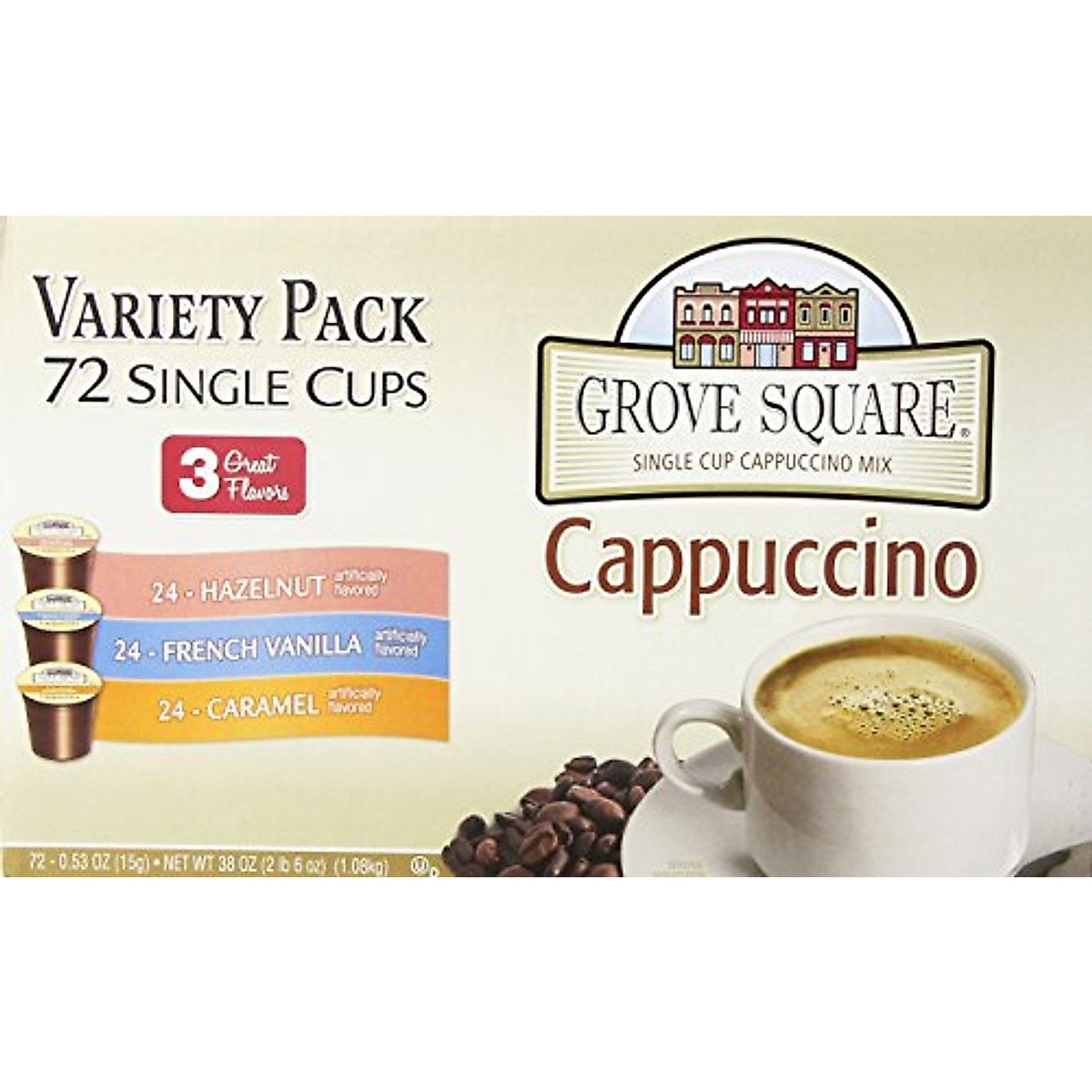 Grove Square Cappuccino Variety Pack, 72 Single Serve Cups