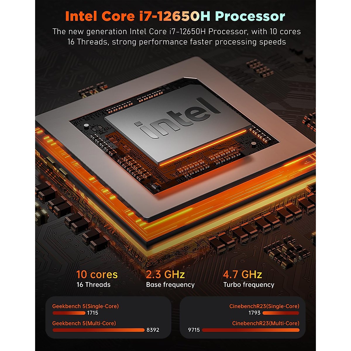 KAMRUI Mini PC,Intel Core i7-12650H Mini Desktop Computer,Mini Computer Tower PC,Dual Channel 32GB DDR4 512GB NVMe PCIe 3.0 X4 SSD,4K Triple Display,WiFi 6,BT 5.2 for Office Home Business