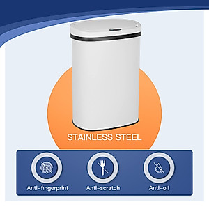 24/7 Shop at Home Freeway 13 Gallon Metal Household Trash Can Motion Sensor Lid for Kitchen, White