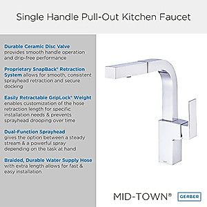 Gerber Plumbing Mid-Town Pull-Out Kitchen Faucet with Snapback Retraction