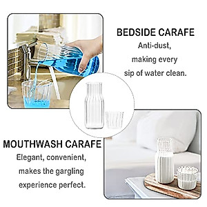 20oz Bedside Carafe, Night Water Carafe and Tumbler Glass Set, Glass Mouthwash Carafe with Cup for Bathroom