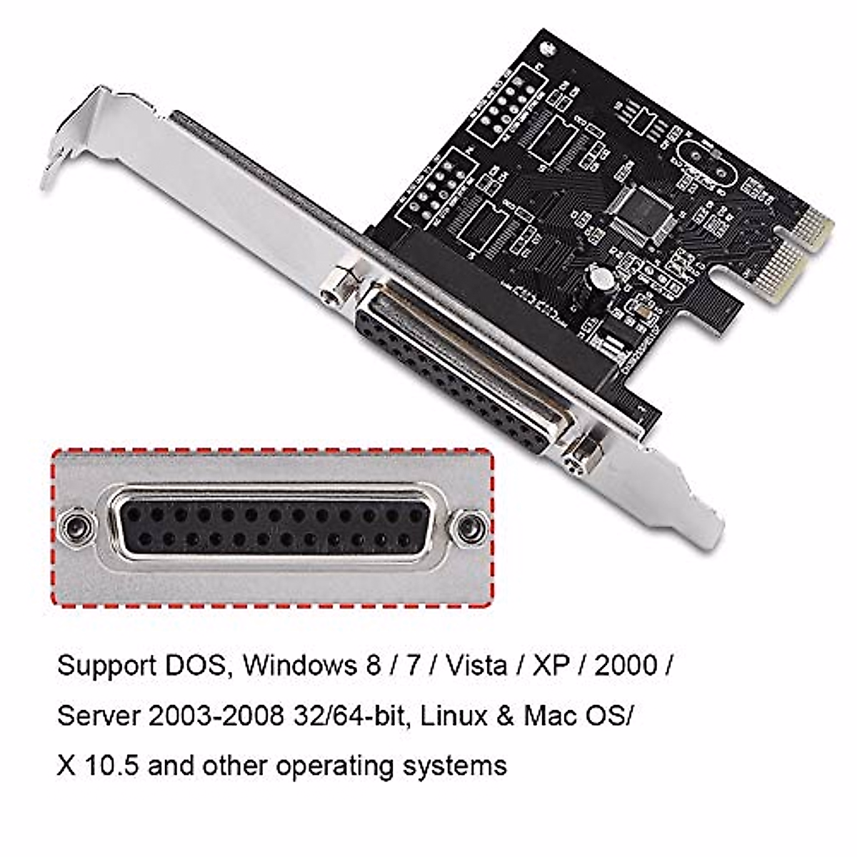 Printer Card Adapter DB25 - PCIE to Parallel Port Card Print Port LPT PCI-E LPT Printer Card Adapter DB25