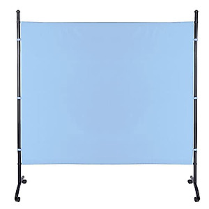 Grezone Single Large Panel Room Divider with Wheels Privacy Screen for Bed Room Dining Room Living Room Partition Home Office Dorm (Sky Blue)