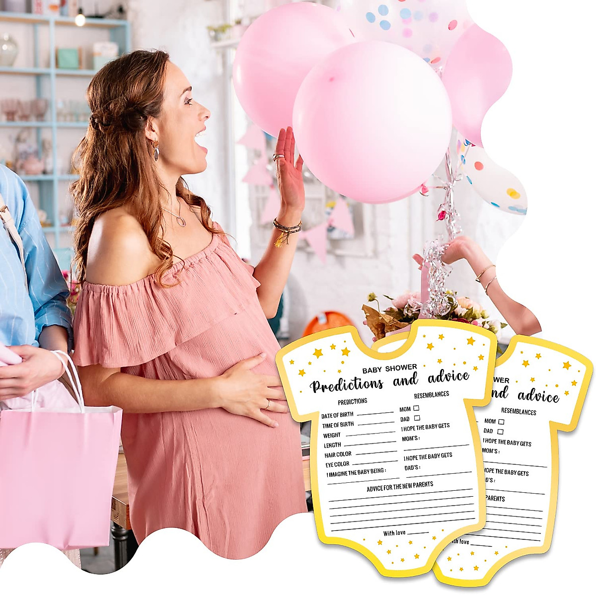 Baby Shower Game, 30 Baby Predictions and Advice, Girl or Boy Babies New Parent Message Advice Book, Gender Neutral Wishes for Baby Cards, Baby Shower Party Games Supplies & Activities