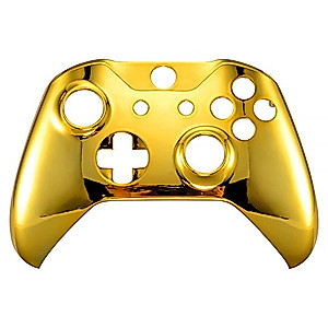 eXtremeRate Chrome Gold Front Housing Shell Faceplate for Xbox One S & Xbox One X Controller - Controller NOT Included