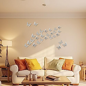 ALXBSONE 3D Butterfly Wall Stickers 72 Pcs, PVC Wall Sticker Decoration, Multiple Styles Butterfly Shape, Party Decals, for Bedroom Kids Nursery Classroom Wedding Decoration(White)