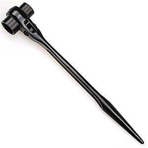 DYWISHKEY 19/22mm Scaffold Podger Ratchet Spanner Site Ratcheting Socket Wrench (Black)