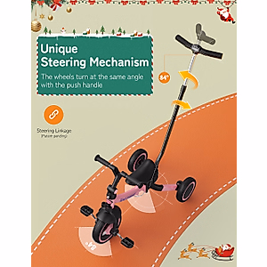 besrey Toddler Bike with Parent Steering Push Handle for 1-3 Years Old Girls and Boys, Foldable Kids Push Trike, Toddler Tricycle with Removable Pedals, Height Adjustable Seat