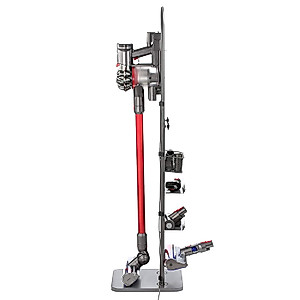 Masterpart Qualtex Docking Station & Tools Floor Stand for Shark, Vax, Dyson Handheld V6 V7 V8 V10 DC30 DC31 DC34 DC35 DC59 Cordless Vacuum Cleaners, Silver