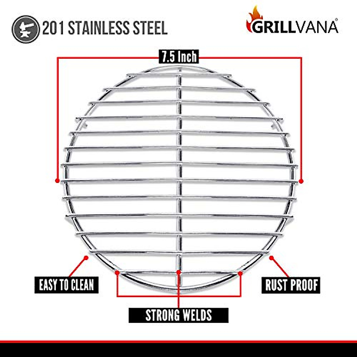Chimney-Mate Charcoal Starter Grilling Grate | Sous Vide Searing Accessory | Turn Your Charcoal Chimney Into A Portable Grill | Fits On Top Of Most 7.5 Inch Chimneys | Portable Camping Grill Grate