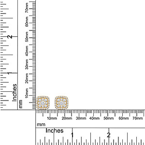 SAVEARTH DIAMONDS 1 1/4 Carat Round Cut Moissanite Diamond Cushion Frame Halo Cluster Stud Earrings in 14k Yellow Gold Over Sterling Silver (VVS1 Clarity, 1.25 Cttw)
