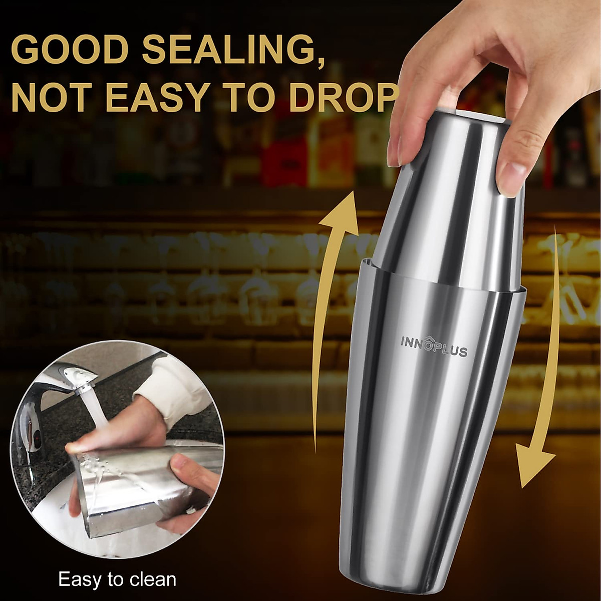 Cocktail Shaker, Martini Shaker, Drink Shaker, Cocktail Shaker Set 6 Piece, Boston Shaker, Bar Set, Cocktail Strainer, Bar Tools, Bartender Kit, Stainless Steel Double Measuring Jigger, Mixing Spoon