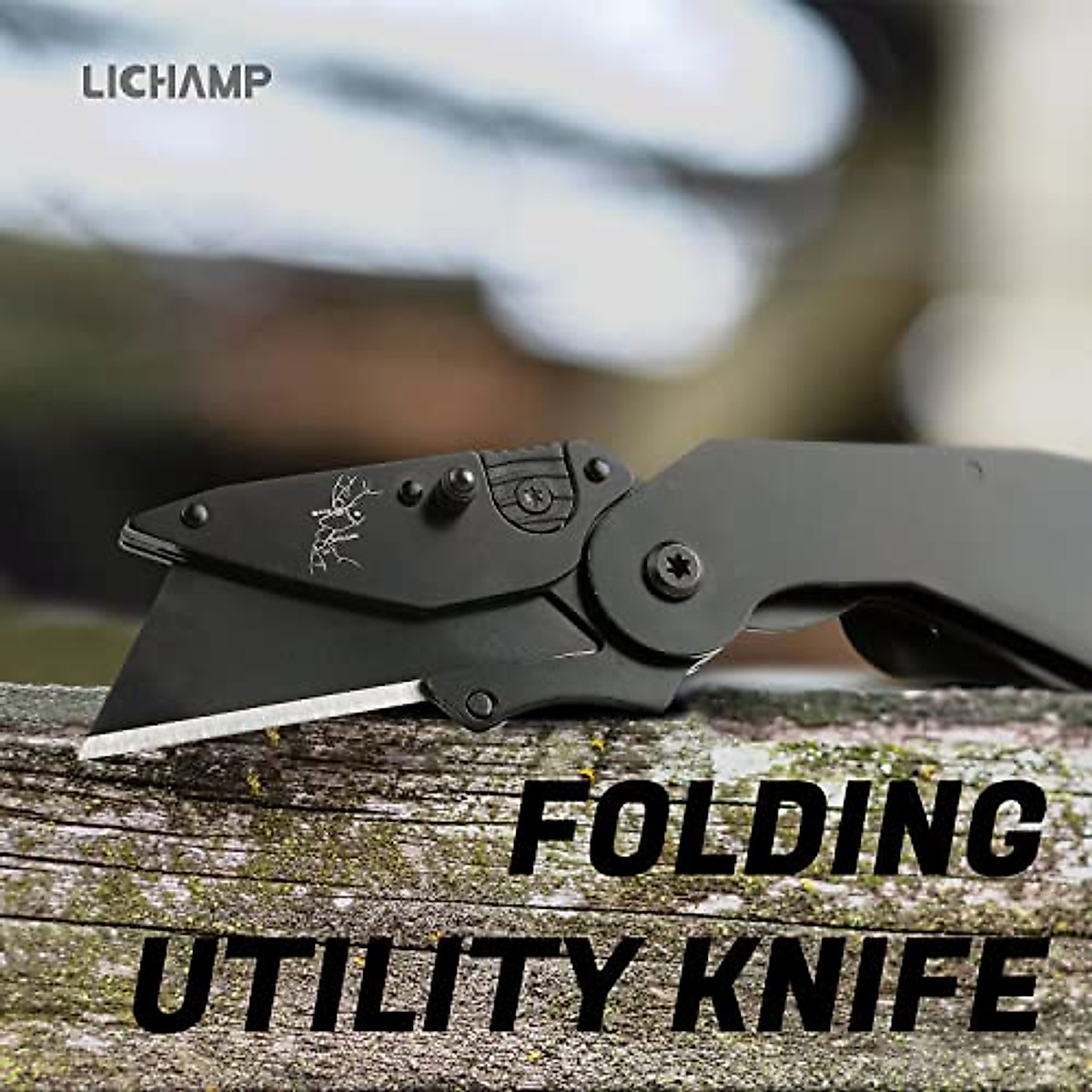 Lichamp 6-Pack Folding Utility Knife Box Cutter, Quick Change Razor Knife Utility Pocket Construction Blade Knife, (Black, C6BK)
