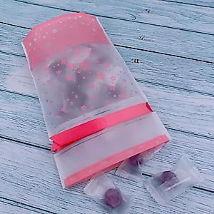 VIFOME Treat Bags,24pcs Party Favor Bags Pink Gift Bags Sakura Bags Plastic Drawstring Bags Flower Candy Goodies Bags Gift Wrapping Package