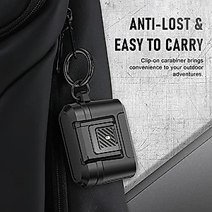 Youtec for for Airpods Pro Case Cover for Men with Lock, Military Armor Series Full-Body AirPod Pro Case with Keychain Cool Air Pod Pro Shockproof Protective Case for for Airpods Pro 2019,Black