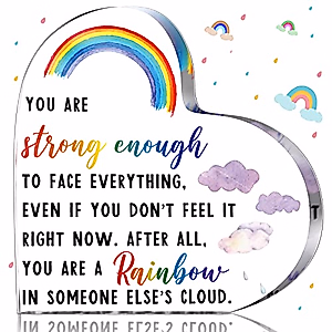 Thinking of You Gifts Friend Encouragement Cheer up Gifts Rainbow Gifts Inspirational Gifts for Women Motivational Quotes Acrylic Decor Office Positive Keepsake for Coworker Friend Daughter Mom