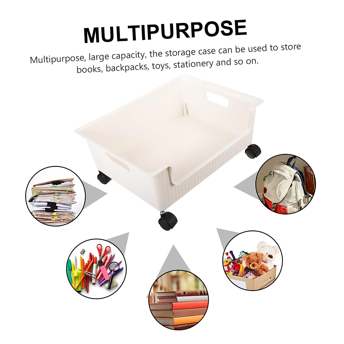 LIFKOME Storage Box with Pulleys Plastic Storage Containers for Clothes Kids Storage Organizer Bins Office Storage Boxes Under Desk Cart Mobile Bookshelf Desk Book Shelves Wheel