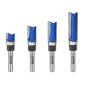 KOWOOD Plus Round-Over Edging/45° Chamfer/Core Box/90° V Groove Router Bit Set in C3 Carbide Tipped for Woodwork (Round-Over Edging)