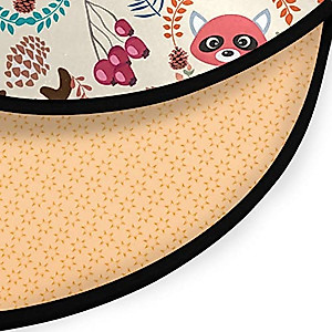 Cute Cartoon Forest Animals and Plants Round Area Rug, Non Slip Indoor Throw Area Rug, Washable Circle Carpet Floor Mat for Living Room,Door Mat Entryway,Bedroom,Sofa,3 Ft
