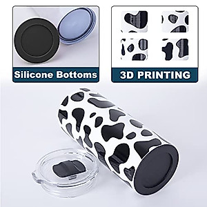 ARCQUESE Cow Print Tumbler Insulated Birthday Gifts for Women Insulated Cups Funny Gifts for Girlfriend Cow Print Mug Mother's Day Gifts for Mom Cow Lovers Black For Daughter