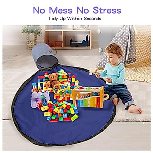 WEEKL Toy Storage Basket and Play Mat | Storage Organizer for Kids | Toy Blocks Storage Bag | Collapsible Canvas Bag | Bin for Playroom Boy/Girls | Grey