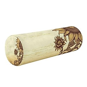 xigua Vintage Sunflowers Neck Roll Pillow for Neck Relief with Removable Washable Cover - Memory Foam Round Cylinder Bolster, Ergonomically Designed for Head, Neck, Back, and Legs