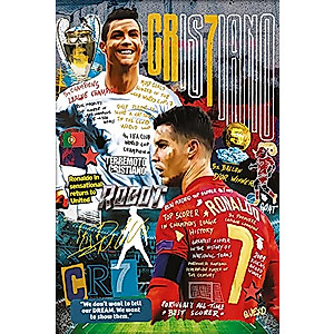 CR7 Cristiano Ronaldo Poster, Motivational Soccer Star Canvas Wall Art, Football Sports Wall Art, Manchester Cristiano Ronaldo Art Poster for Gym Office Man Cave Home Decoration, 16"x24"-Unframed