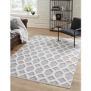 Unique Loom Casa Collection Area Rug - Havana (9' 10" x 12' 2" Rectangle, Anthracite Gray/ Ivory)