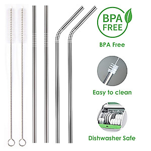 Yihong Reusable Metal Straws, Set of 8