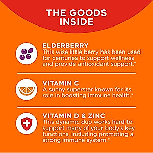 OLLY Immunity Powder, Daytime Immune Support, Elderberry, Vitamin C, D, Zinc, Fizzy Drink Mix, Blood Orange - 10 Count