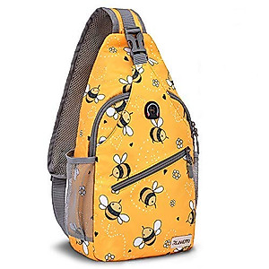 ZOMAKE Sling Bag for Women Men:Small Crossbody Sling Backpack - Mini Water Resistant Shoulder Bag Anti Thief Chest Bag Daypack for Travel Hiking Outdoor Sports (Bee Yellow)