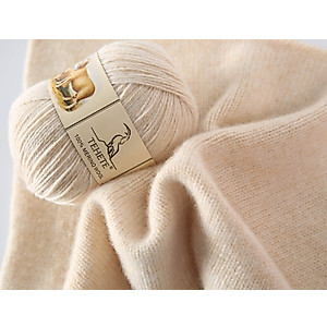 TEHETE 100% Merino Wool Yarn for Knitting 3-Ply Luxury Warm Soft Lightweight Crochet Yarn (Beige)