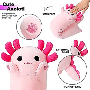 PEACH CAT Pink Long Axolotl Plush Pillow Toy Cute Axolotl Stuffed Animal for Girls and Boys 28"