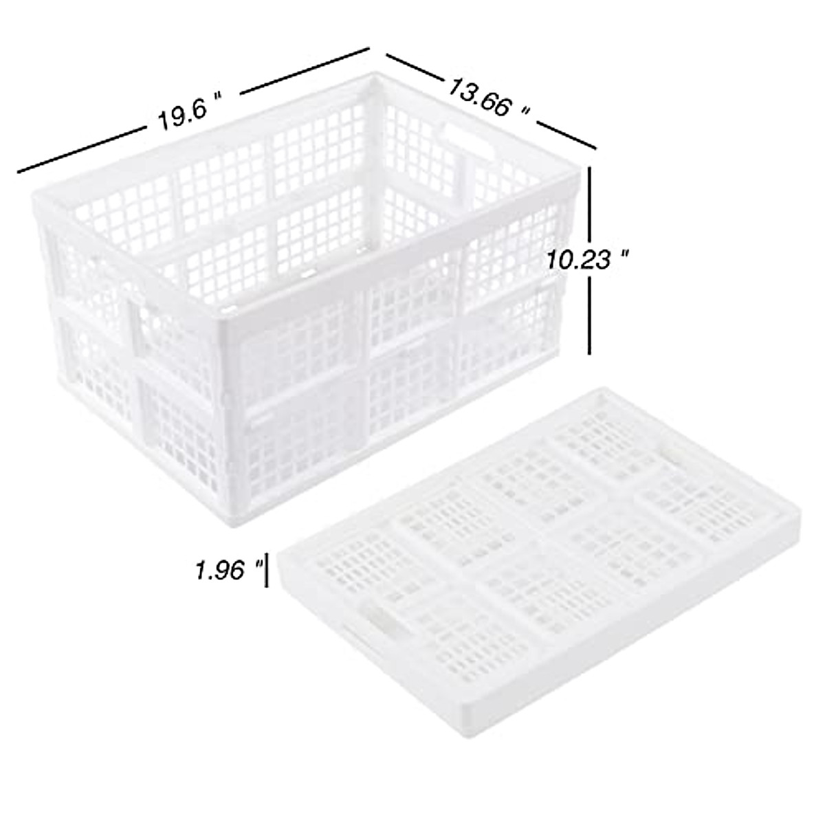 Dehouse 3-Pack Large Folding Storage Basket, 40 L Plastic Collapsible Storage Crate, White