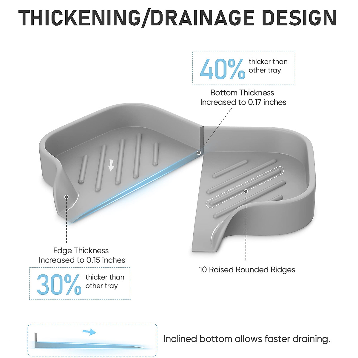Silicone Soap Dish,4 Pcs Thickened Great High-Purity Silicone Soap Holder,Self Draining Soap Dish Soap Tray Bathroom Soap Dish Bar Soap Holder for Shower-Gray,White