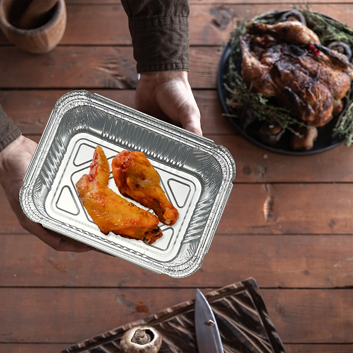 Thanksgiving Food Aluminum Pans with Lids Foil Thanksgiving Leftover Containers Disposable 2 Size Turkey Cookware Takeout 24 Pcs Fall Thanksgiving Party Favors