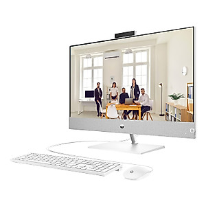 HP Pavilion All-in-One Business Desktop, 27" Full HD Display, AMD Ryzen 5 5625U Processor, HDMI, 16GB RAM, 1TB SSD, RJ-45, Wi-Fi 6, Windows 11 Pro, Wired KB & Mouse, White