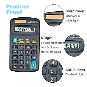 Basic Calculator Dual Power 8 Digit Desktop Calculator (Black,Set of 5)